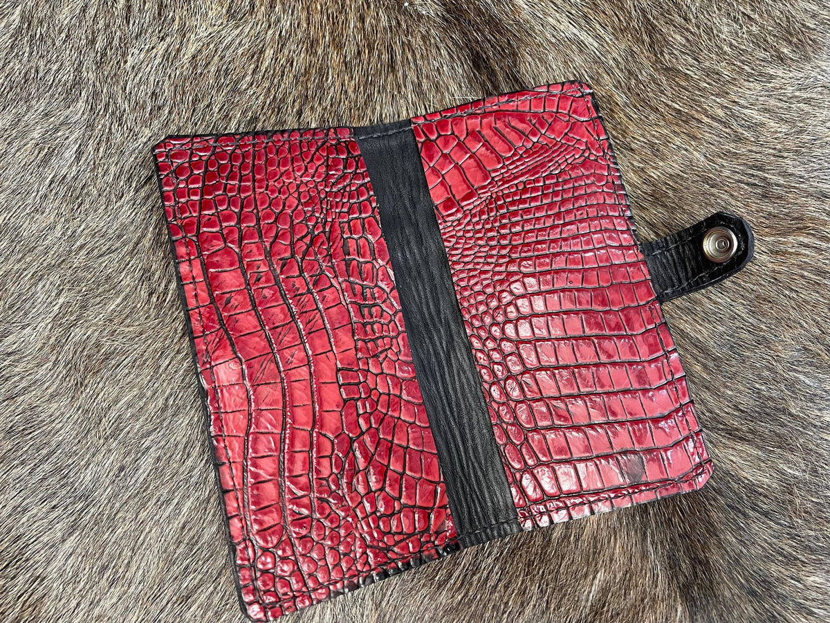 Checkbook Cover- Red Gator and Black – Texas Bound Tack